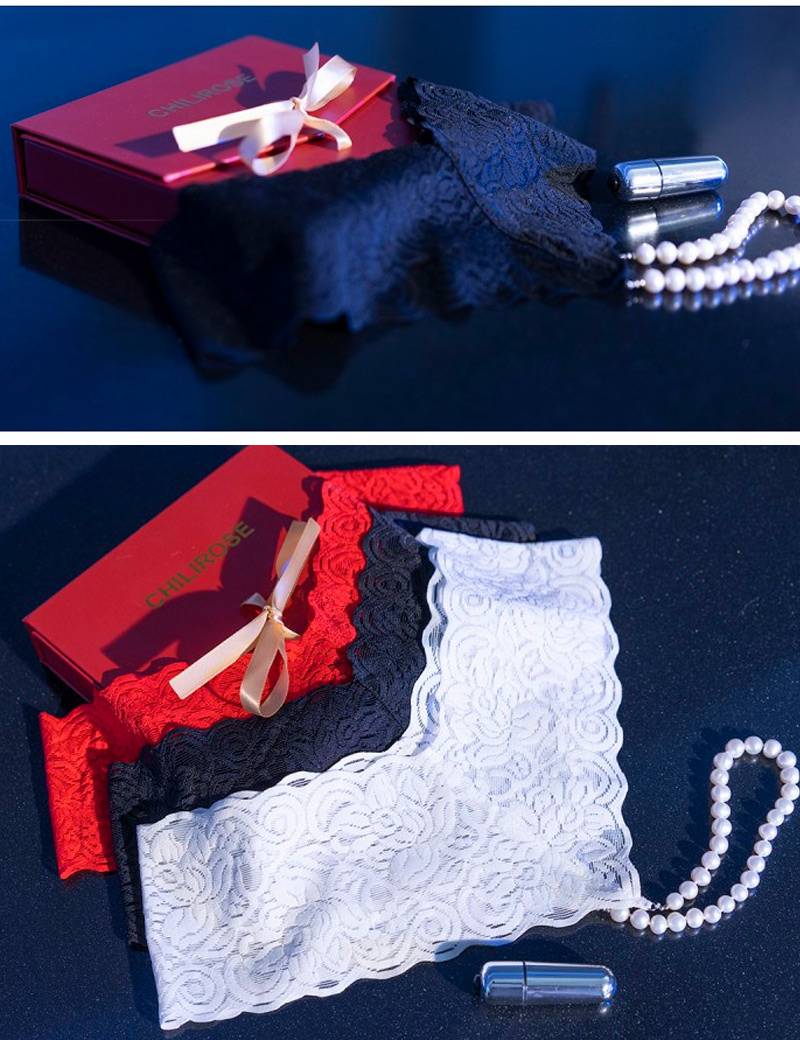 Трусики стринги с жемчугом + мини-вибратор Chilirose 4395 черный, XL ...